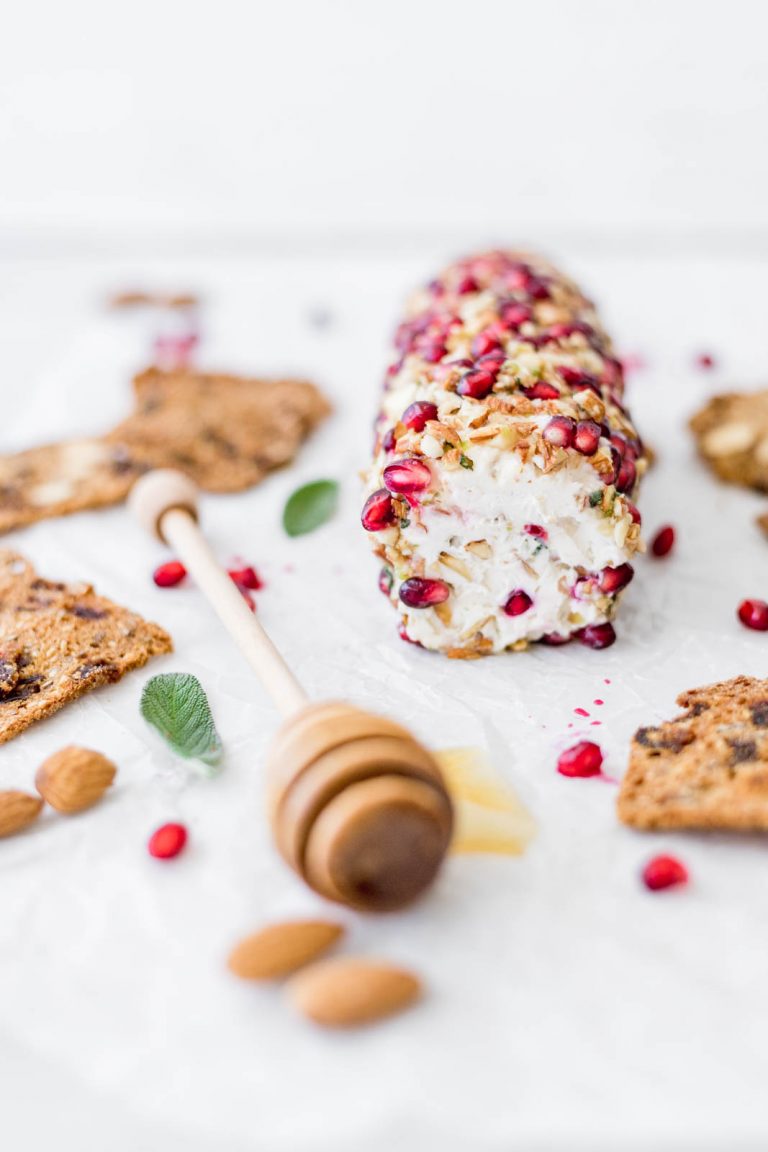 Almond and Pomegranate Cheese Log | Cravings Journal