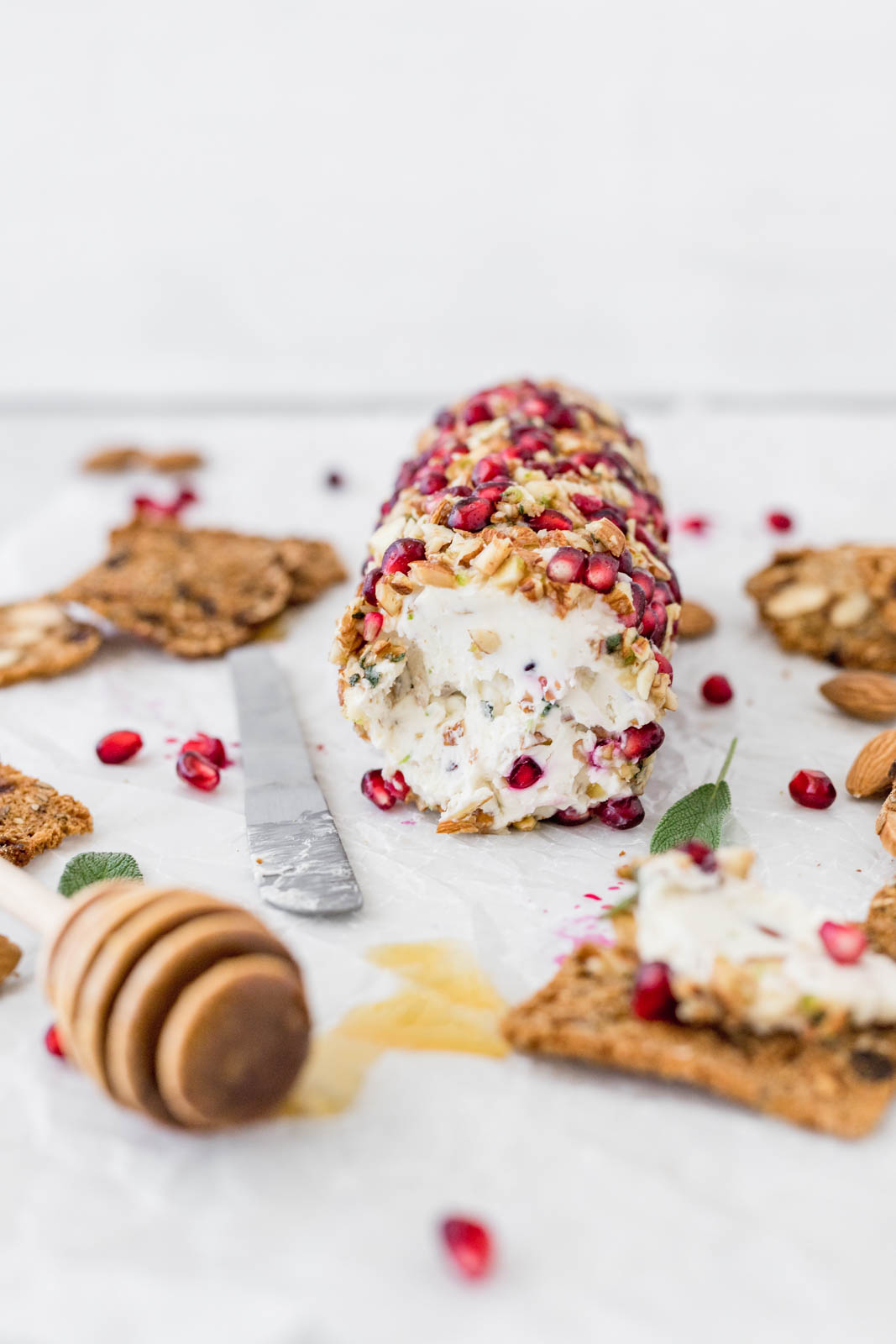 Almond and Pomegranate Cheese Log | Cravings Journal