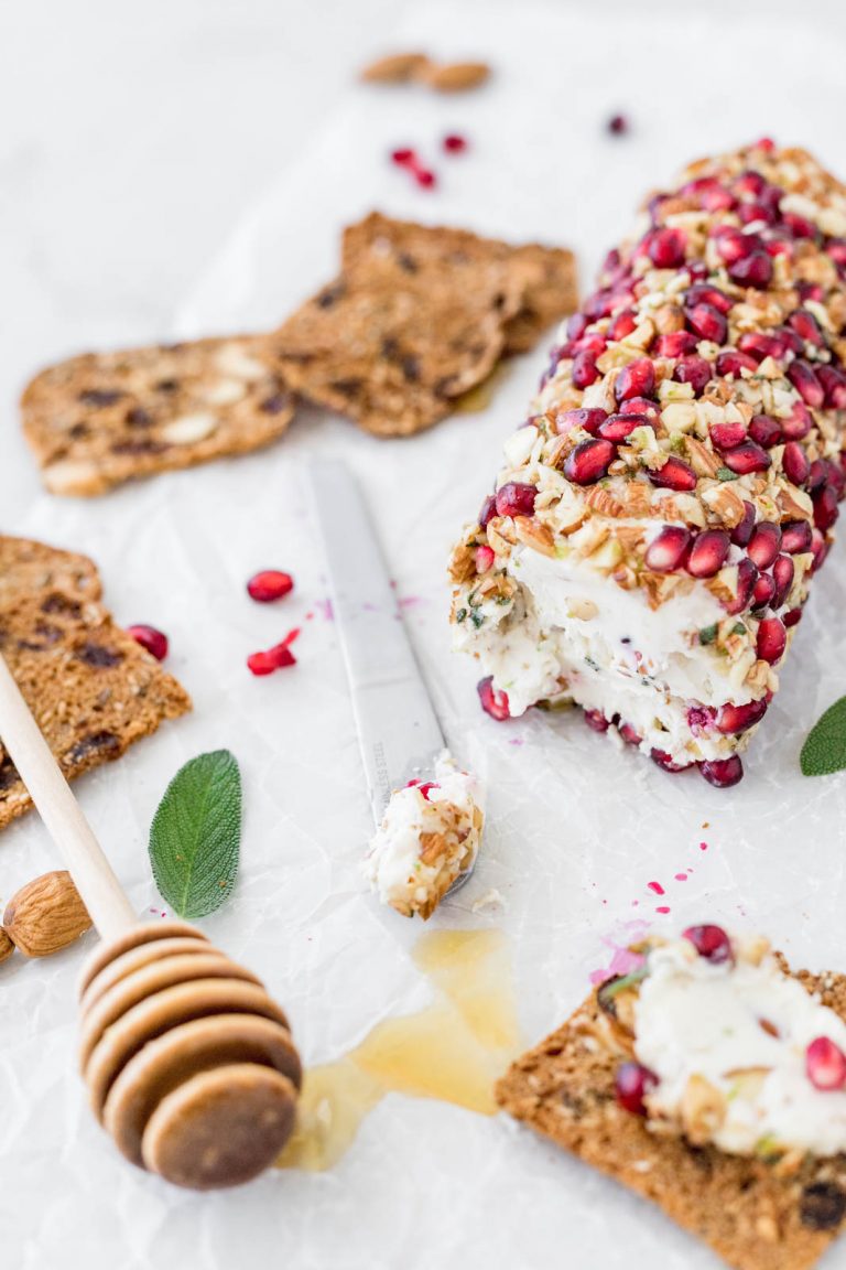 Almond and Pomegranate Cheese Log | Cravings Journal