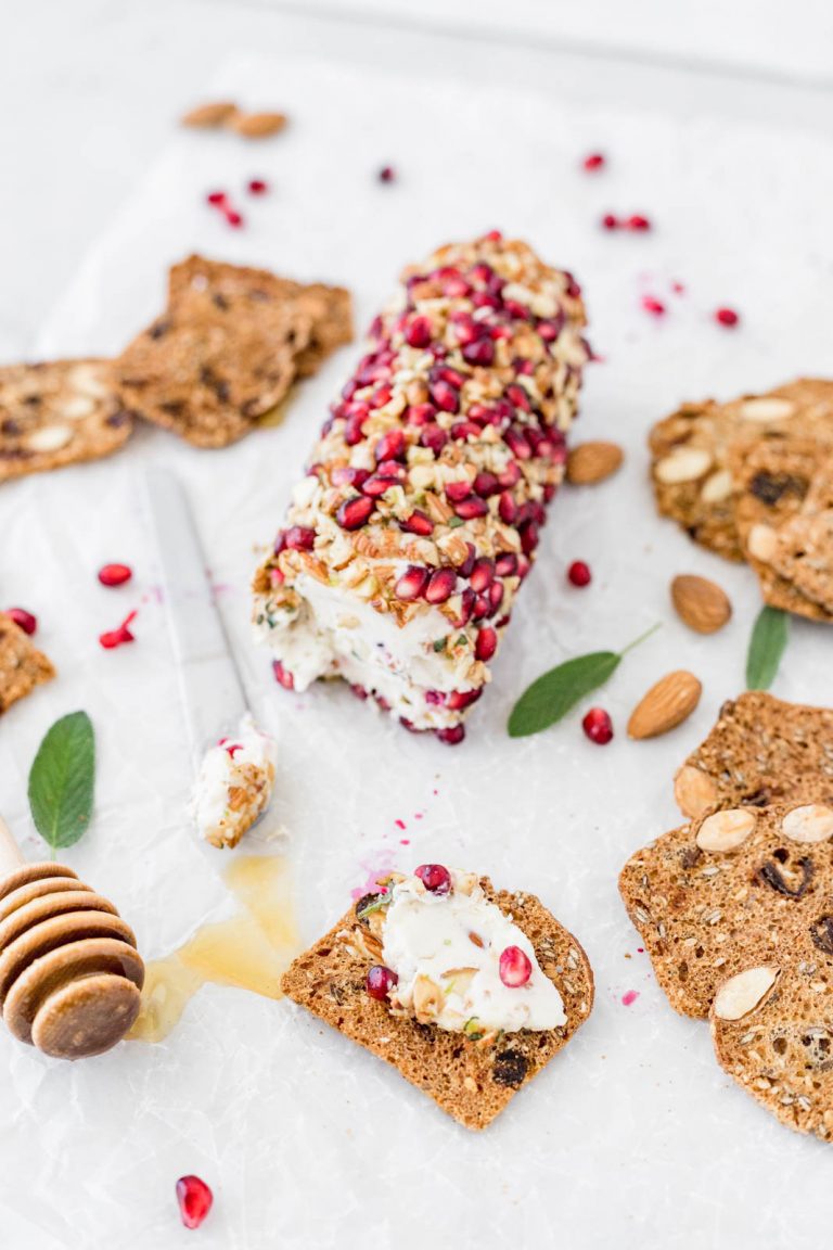 Almond and Pomegranate Cheese Log | Cravings Journal
