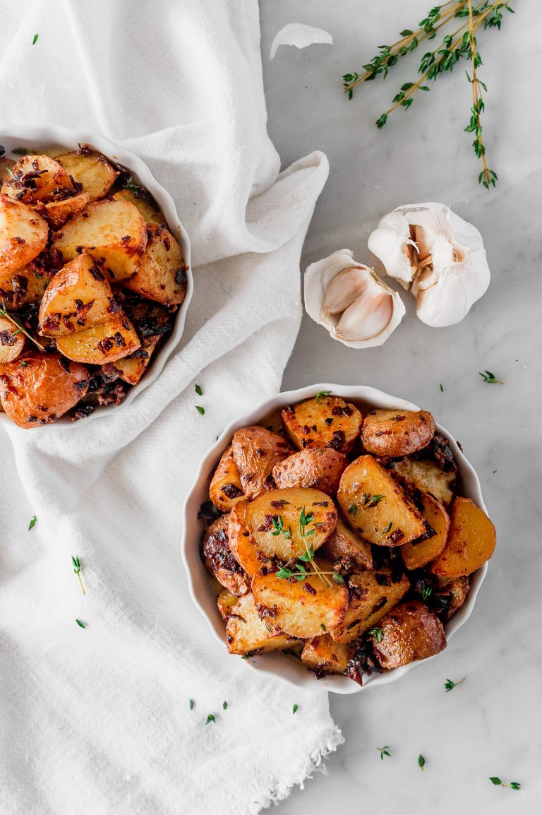 Butter, Garlic, Pancetta and Parmesan Roasted Potatoes | Cravings Journal