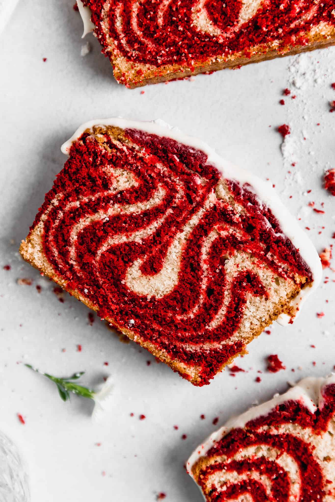 Red Velvet Marble Loaf Cake with Frosting Recipe | Cravings Journal