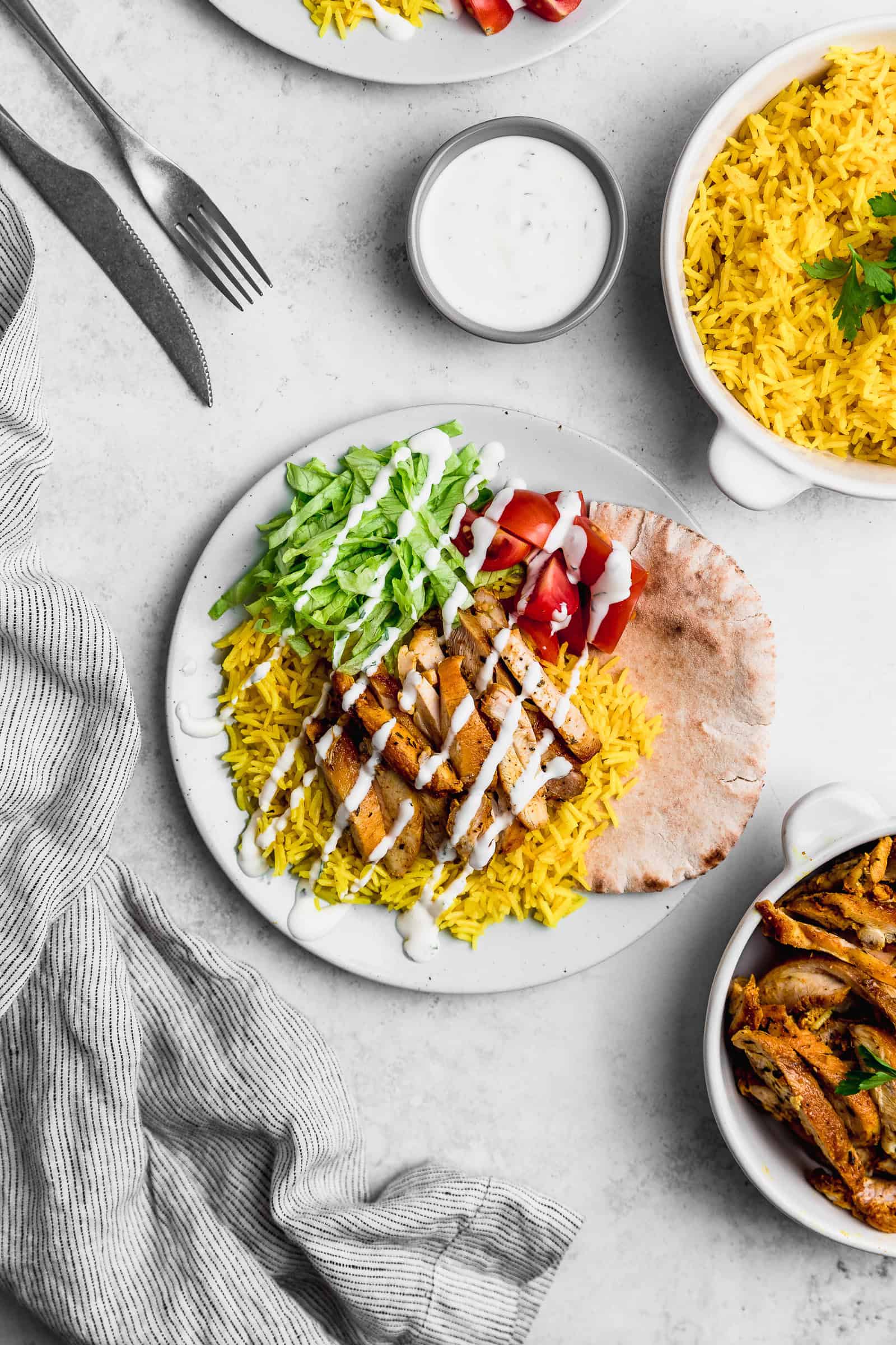 Chicken Over Rice Halal Cart Style with White Sauce | Cravings Journal