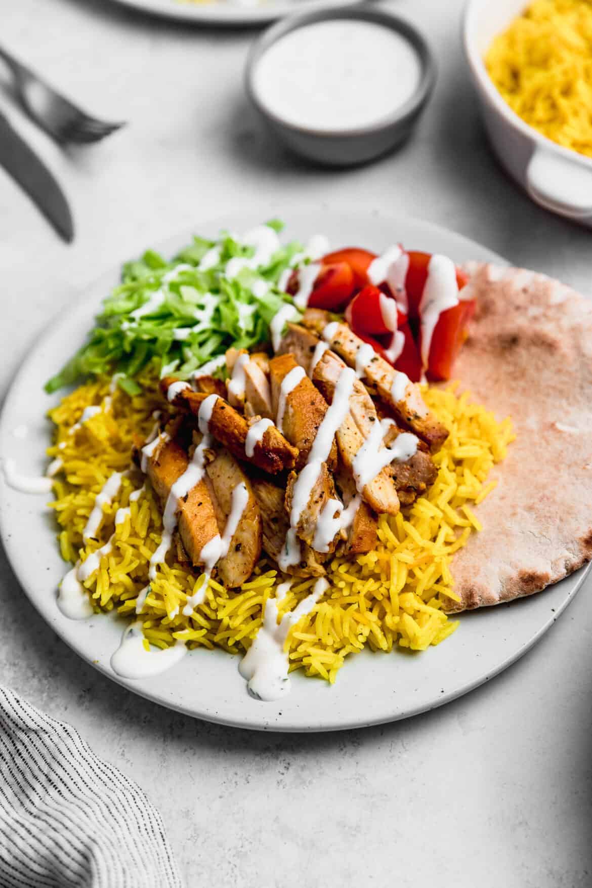 Chicken Over Rice Halal Cart Style with White Sauce | Cravings Journal