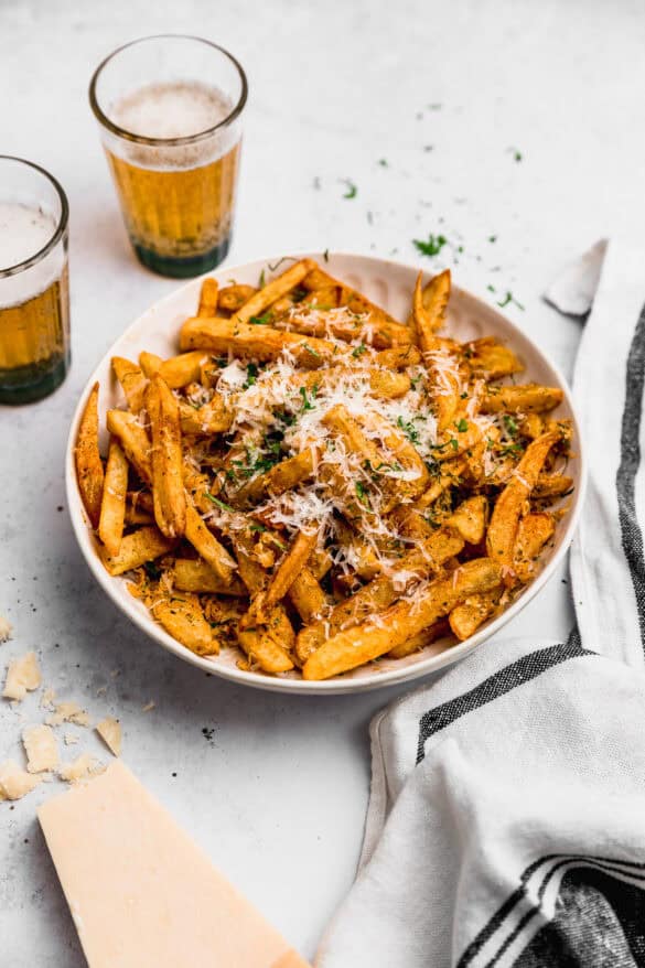 Crispy Garlic Parmesan Fries Recipe (Double Fried) | Cravings Journal