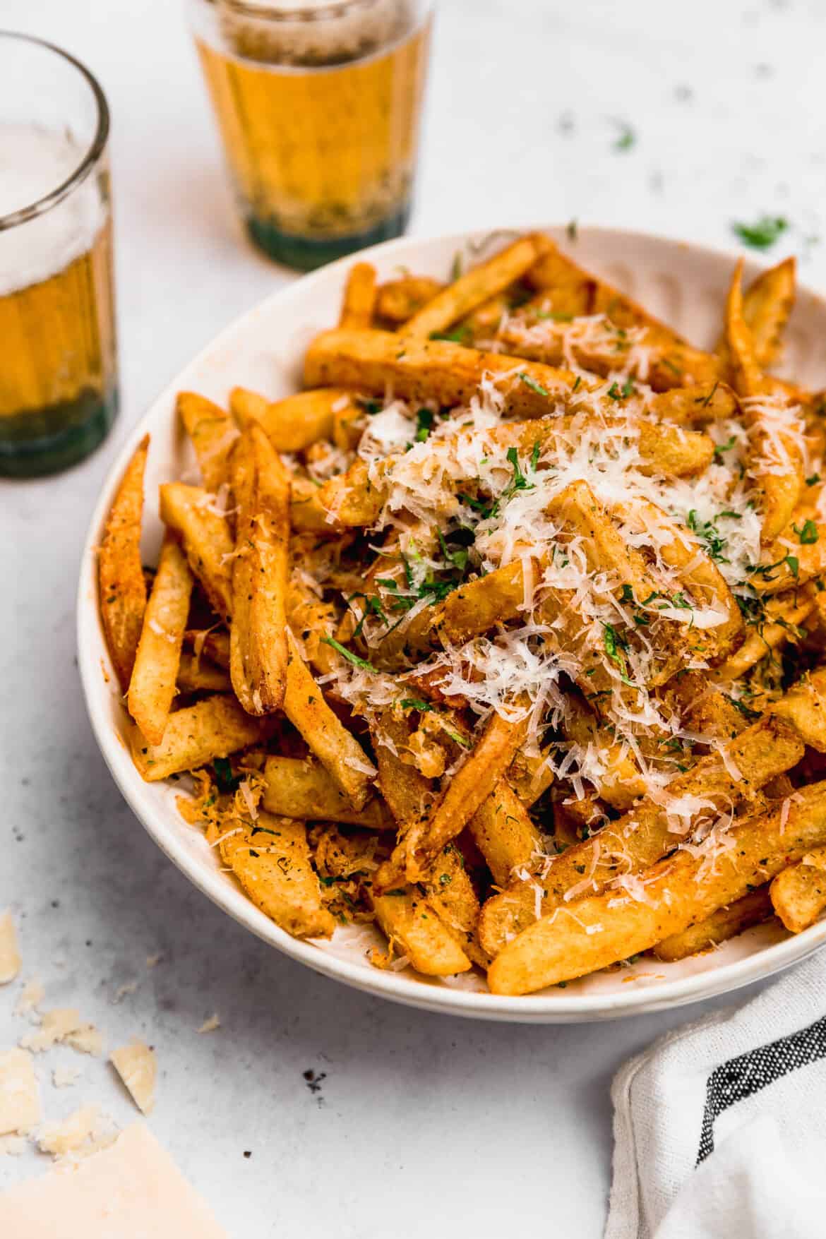 Crispy Garlic Parmesan Fries Recipe (Double Fried) | Cravings Journal