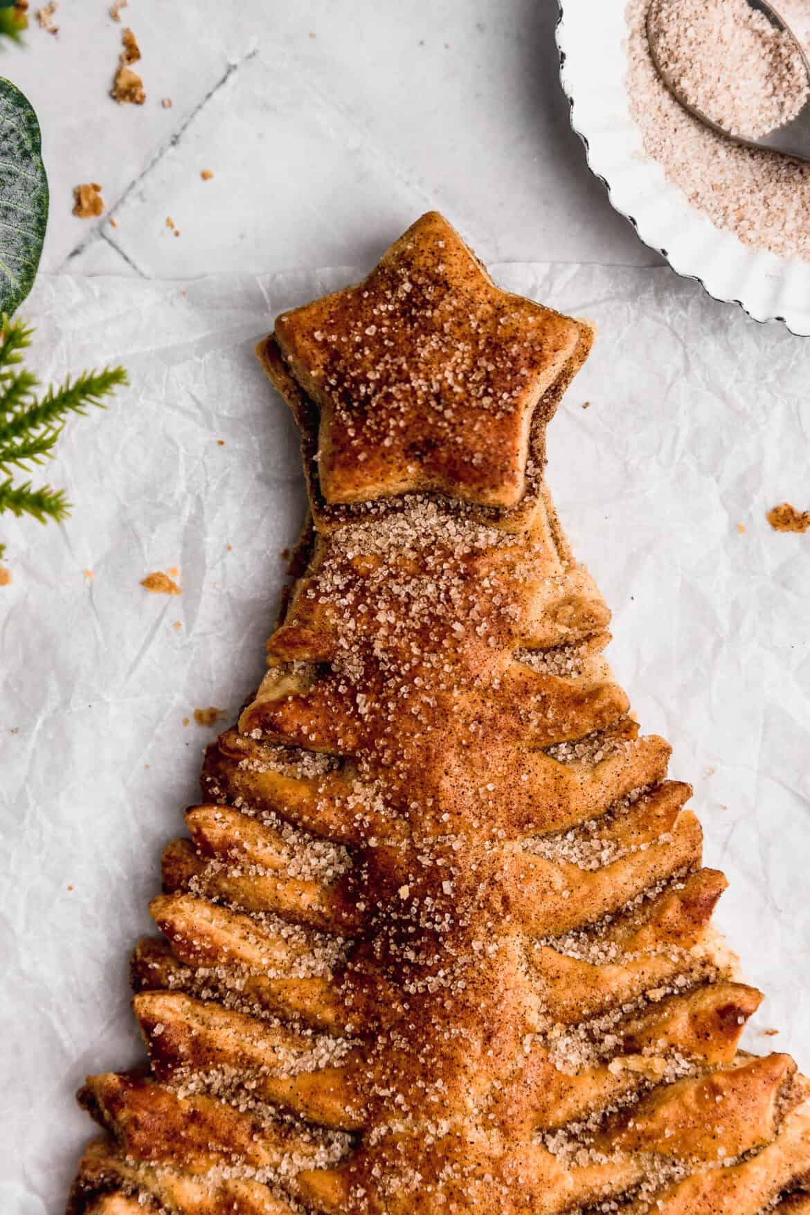 Cinnamon Sugar Puff Pastry Christmas Tree Recipe | Cravings Journal