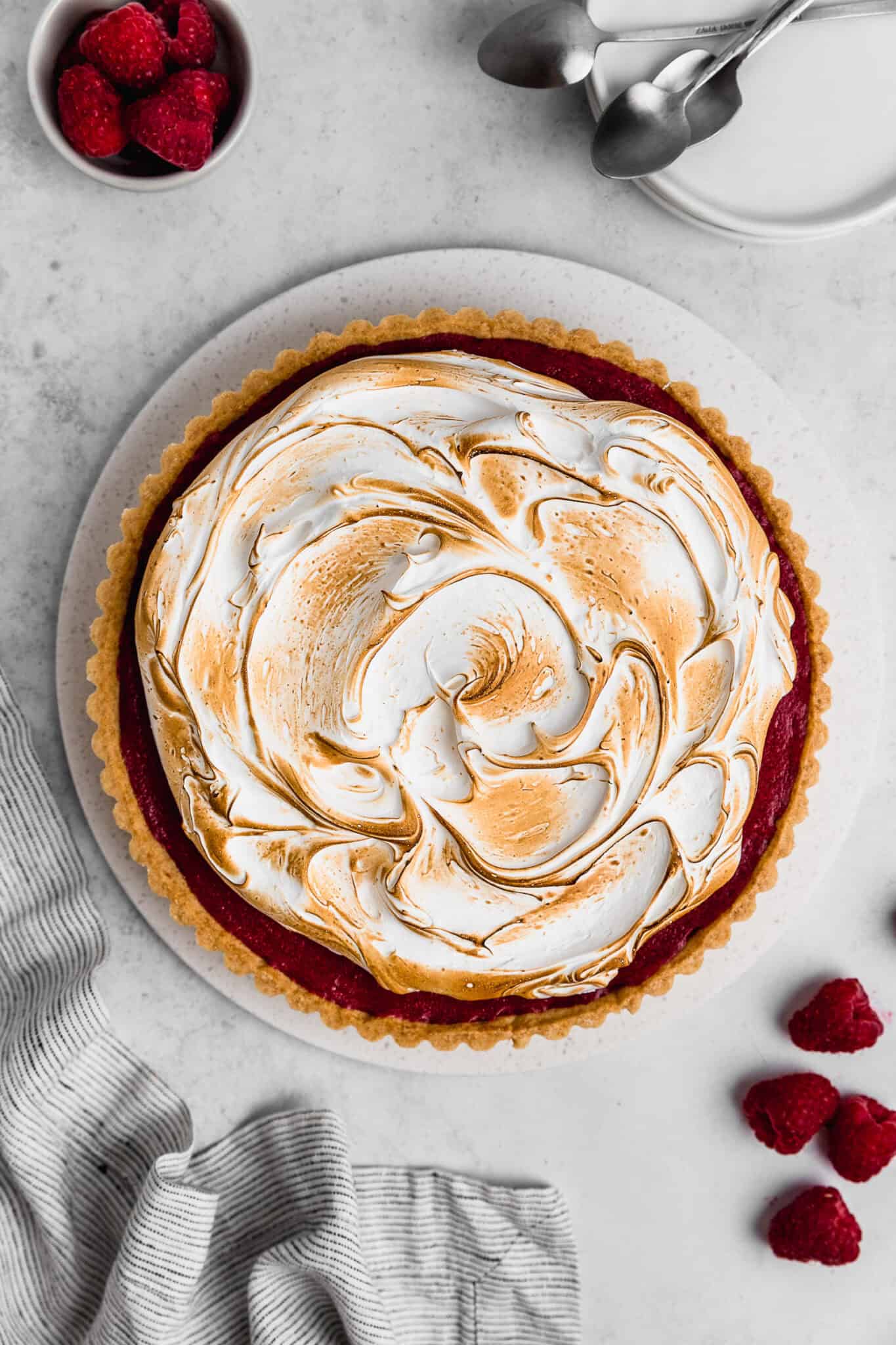 Raspberry Meringue Pie Recipe with Swiss Meringue | Cravings Journal