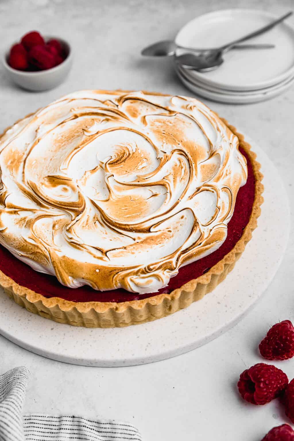 Raspberry Meringue Pie Recipe with Swiss Meringue | Cravings Journal