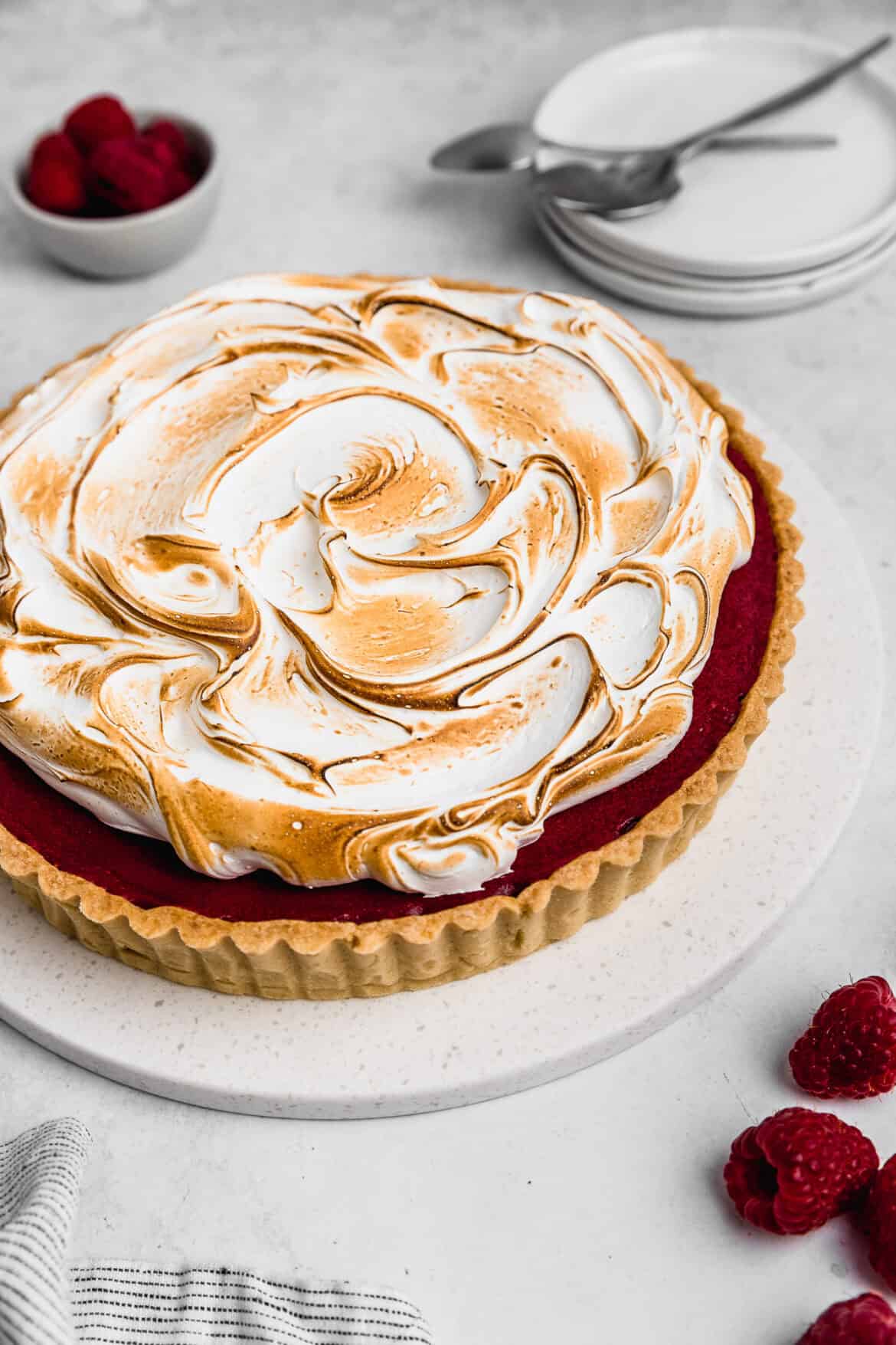 Raspberry Meringue Pie Recipe with Swiss Meringue | Cravings Journal