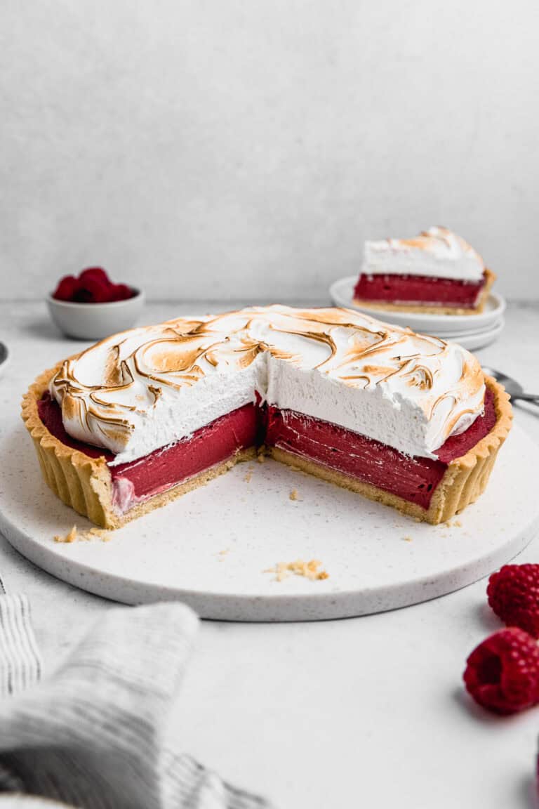 Raspberry Meringue Pie Recipe with Swiss Meringue | Cravings Journal