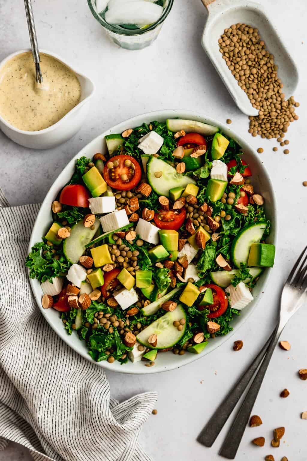 Lentil Salad with Charred Green Onion Dressing | Cravings Journal